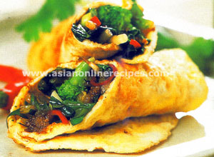 Chili and pak choi omelet parcels recipe