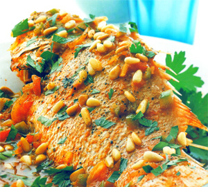 Fish with Tomato and Pine Nuts Recipe