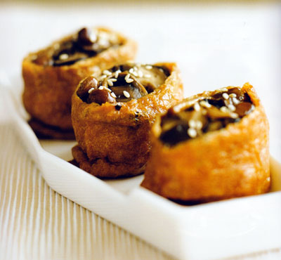 Mushrooms and Rice in Bean Curd Pockets Recipe